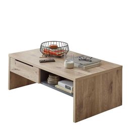Pharao24.de Sofa Tisch Holzoptik in Wildeichefarben zwei Schubladen