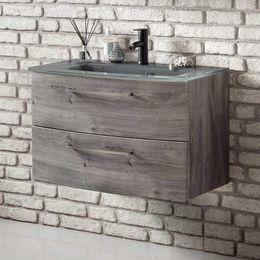 Pharao24.de Waschbeckenunterschrank in Eiche Grau 80 cm breit