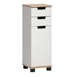 Pharao24.de Beistellschrank Bad Badezimmerschrank in Wei&szlig; matt mit Kunststoff Fu&szlig;gestell