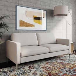 Pharao24.de Wohnzimmercouch mit 46 cm Sitzh&ouml;he Cremefarben Stoff