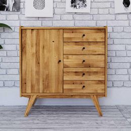 Pharao24.de Echtholz Kommode aus Wildeiche Massivholz Retro Design
