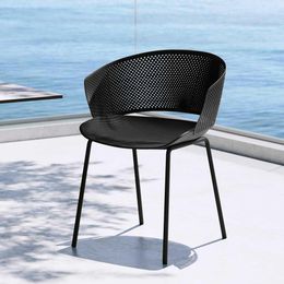 Pharao24.de Moderne Outdoor St&uuml;hle in Schwarz Gestell aus Metall (4er Set)