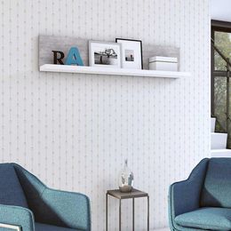 Pharao24.de Wohnzimmer Regal in Beton Grau und Wei&szlig; 150 cm breit - 32 cm hoch