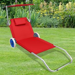 Pharao24.de Strandliege klappbar mit Rollengestell modernem Design