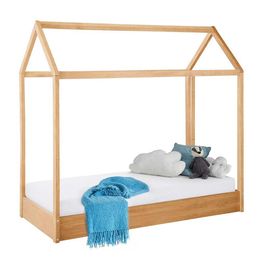 Pharao24.de Kinder Einzelbett aus Kiefer Massivholz Haus Optik