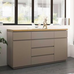 Pharao24.de Sidebord modern in Taupe sechs Schubladen und zwei T&uuml;ren