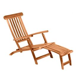 Pharao24.de Garten Liegestuhl aus Teak Massivholz klappbar