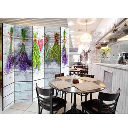 Pharao24.de Bistro Paravent 5 teilig Grau und Bunt