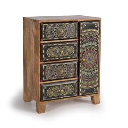 Pharao24.de Kommode Beistellschrank handbemalt mit Mandala Motiv