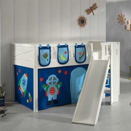 Pharao24.de Etagenbett Kinder mit Astronauten-Weltraum Motiv 114 cm hoch