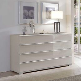 Pharao24.de Kommode Sideboard in Hellgrau mit Metallgriffen