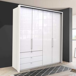 Pharao24.de Kleiderschrank in Wei&szlig; glasbeschichtet