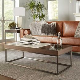 Pharao24.de Luxus Wohnzimmer Tisch mit Marmorplatte Edelstahl B&uuml;gelgestell