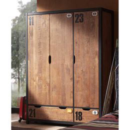 Pharao24.de Jugendzimmerschrank in Braun Schwarz Kiefer