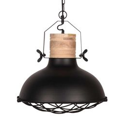 Pharao24.de Design H&auml;ngeleuchte aus Mangobaum Massivholz und Metall modern