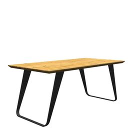 Pharao24.de Tisch Massivholz Eiche und Metall in modernem Design Schweizer Kante