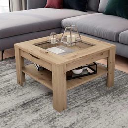 Pharao24.de Couchtisch Sofatisch mit einer Schublade und Glasplatte