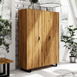 Pharao24.de Schlafzimmerschrank aus Wildeiche Massivholz Stahl