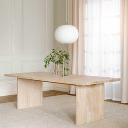 Pharao24.de Design Holztisch in Eiche White Wash Wangen Gestell