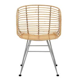 Pharao24.de Rattan Esszimmerst&uuml;hle in Beige und Silberfarben Armlehnen (2er Set)