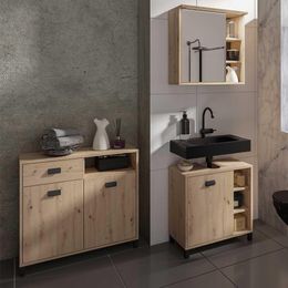 Pharao24.de Badezimmermoebel Set in modernem Design Wildeichefarben (dreiteilig)