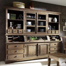 Pharao24.de Esszimmerschrank aus Teak Recyclingholz 220 cm breit 220x210x60 cm Pharao24