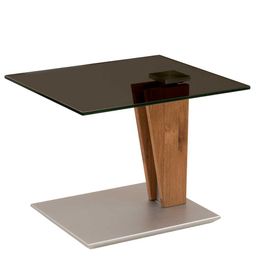 Pharao24.de Wohnzimmertisch mit Glasplatte Massivholz S&auml;ulengestell