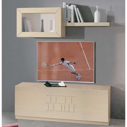Pharao24.de Wohnzimmer Anbauwand in Esche hell furniert 120 cm breit (dreiteilig)