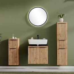 Pharao24.de Badezimmerm&ouml;belset h&auml;ngend in Wildeichefarben Made in Germany (vierteilig)