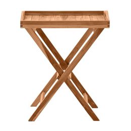 Pharao24.de Garten Beistelltisch aus Teak Massivholz klappbar