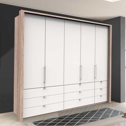 Pharao24.de Premium Kleiderschrank in Wei&szlig; Eiche S&auml;gerau