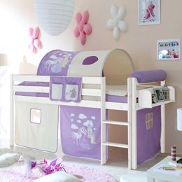 Pharao24.de Prinzessin Kinderbett in Lila Beige halbhoch