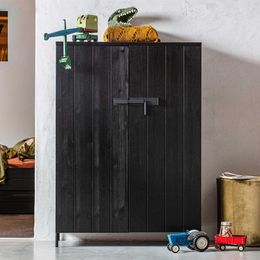 Pharao24.de W&auml;scheschrank in Schwarz Kiefer Massivholz