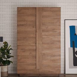 Pharao24.de Wohnzimmer Hochschrank in Holzoptik Naturfarben Dreht&uuml;ren