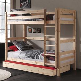 Pharao24.de Hochbett aus Kiefer Massivholz einem Ausziehbett