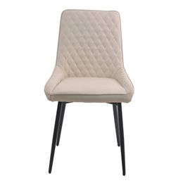 Pharao24.de Polsterst&uuml;hle in Creme Wei&szlig; Microfaser Metallgestell (2er Set)