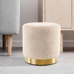 Pharao24.de Kunstfell Sitzhocker in Creme Wei&szlig; Skandi Design