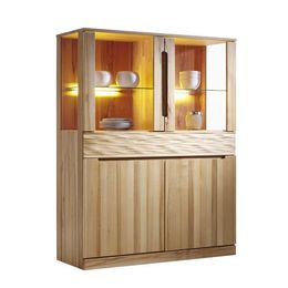 Pharao24.de Esszimmer Highboard aus Kernbuche massiv ge&ouml;lt LED Beleuchtung