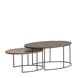 Pharao24.de Wohnzimmer Tisch Set mit ovaler Tischplatte 46 cm hoch (zweiteilig)