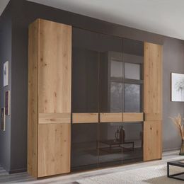 Pharao24.de Dreht&uuml;renschrank Kleiderschrank in Eiche Bianco und Dunkelbraun