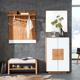 Pharao24.de Design Garderoben Set in Wei&szlig; Wildeiche Massivholz (vierteilig)