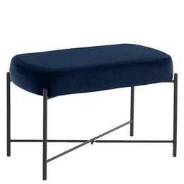 Pharao24.de Bettbank Samt und Metall in Blau und Schwarz 67 cm breit
