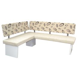 Pharao24.de Ecksitzbank Polster modern in Beige - Beigegrau - Wei&szlig; Wangengestell