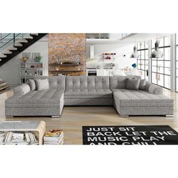 Pharao24.de Wohnlandschaft Couchlandschaft mit aufwendigen Steppungen aus Webstoff