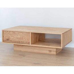 Pharao24.de Tisch Massivholz Wohnzimmer in Wildeichefarben einer Schublade