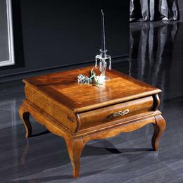Pharao24.de Wohnzimmer Couchtisch im italienischen Design Nussbaum lackiert aus Buche Massivholz in Nussbaumfarben 60x41x60 cm Pharao24