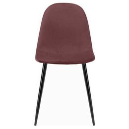 Pharao24.de Skandi Esszimmer Polsterst&uuml;hle in Altrosa und Schwarz 48 cm Sitzh&ouml;he (4er Set)