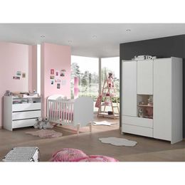 Pharao24.de Babyzimmer komplett in Wei&szlig; Kieferfarben (vierteilig)