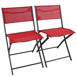 Pharao24.de Gartenklappst&uuml;hle Balkonst&uuml;hle in Rot und Schwarz 48 cm Sitzh&ouml;he (2er Set)