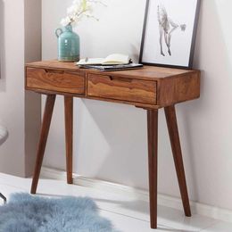 Pharao24.de Retro Konsolentisch aus Sheesham Massivholz 90 cm breit